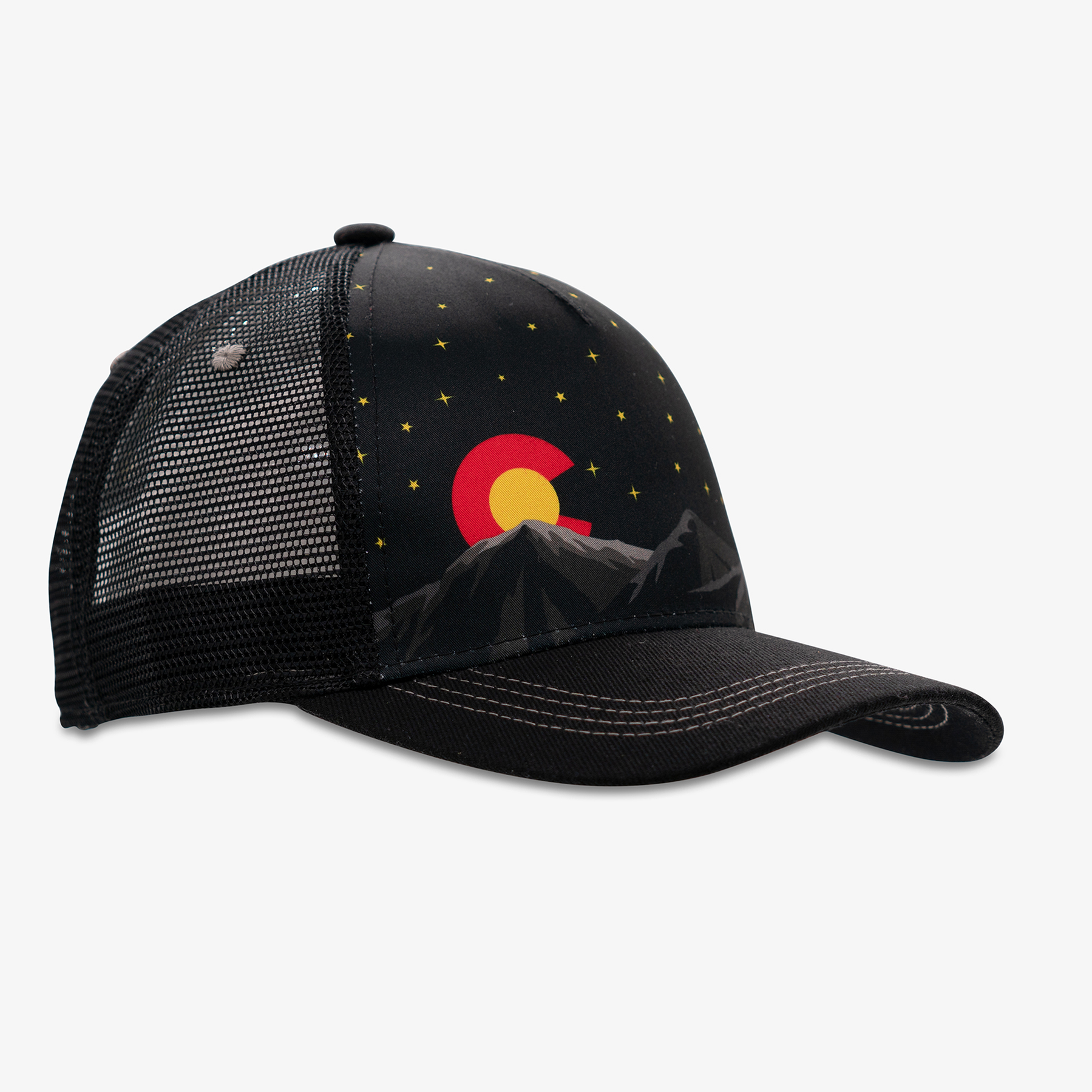 Adult Colorado Mountain Starry Night Landscape Low Pro Snapback Hat ...
