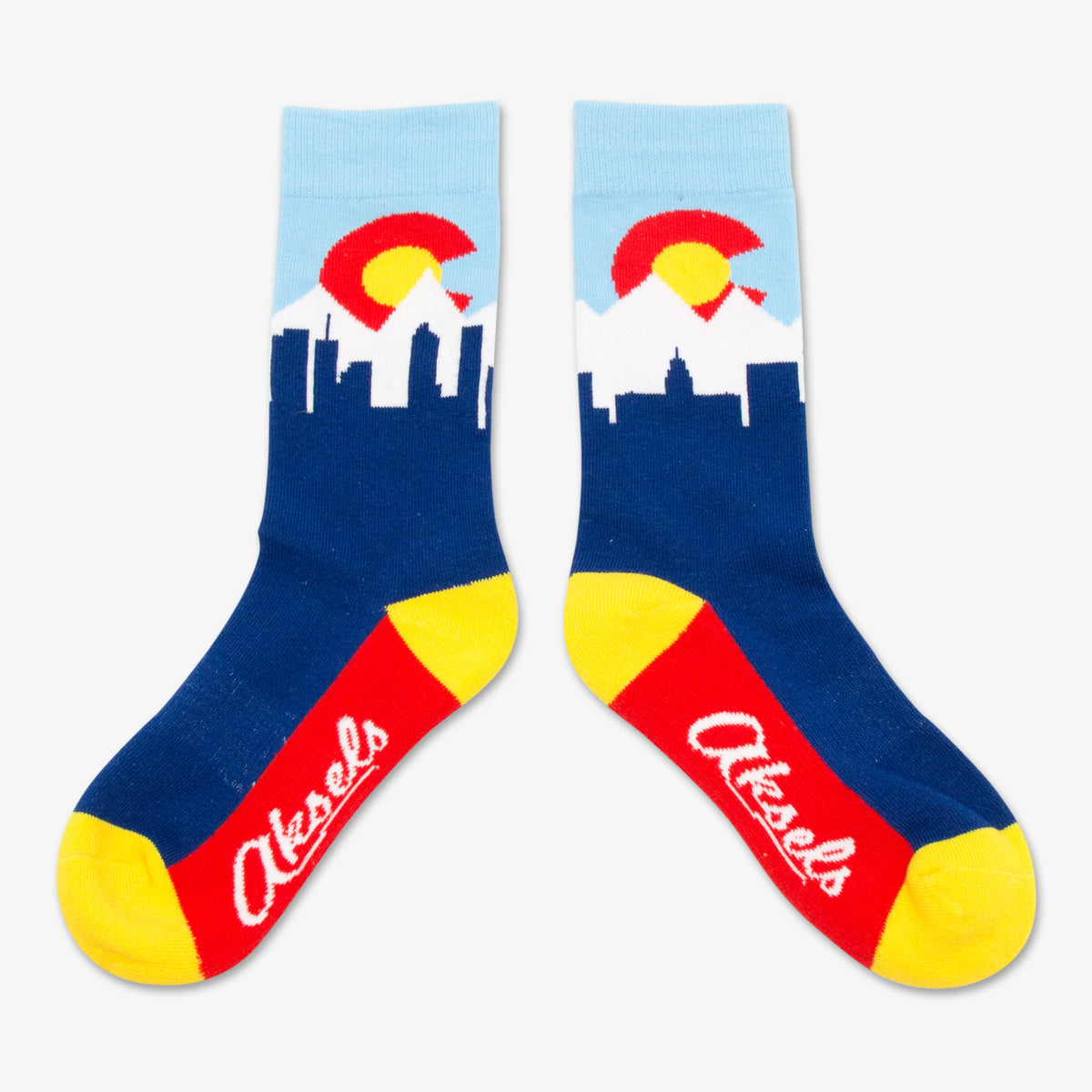 Big Kids Denver Skyline Socks | Boys & Girls Cotton Crew Socks | Size 9 ...