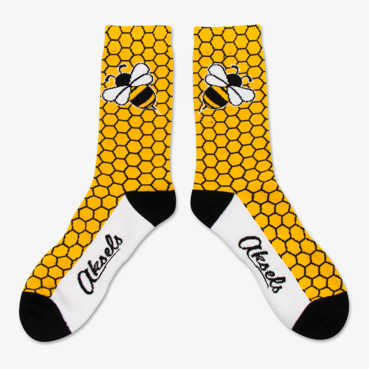 Adult Bee Socks | Mens & Womens Crew Cotton Socks | Size 16+ | Aksels.com
