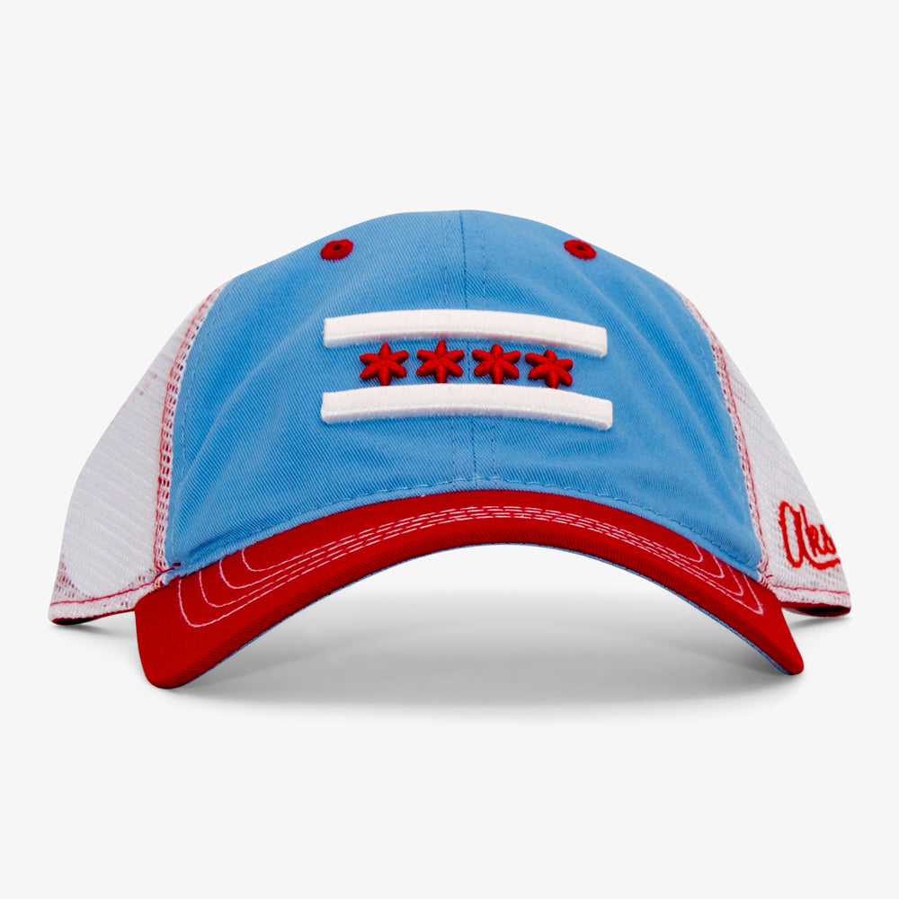 Curved Chicago Flag Trucker Hat — Aksels