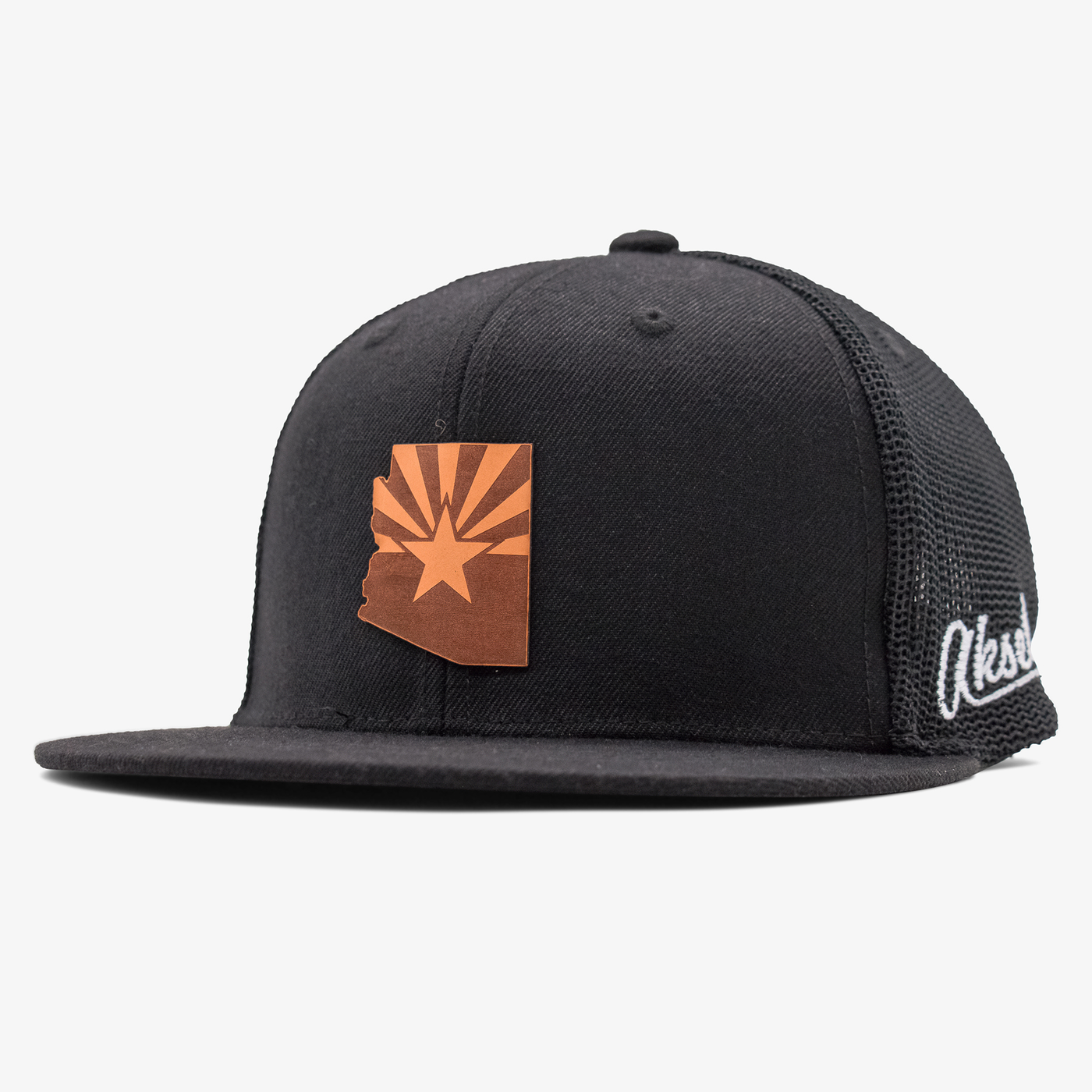 Adult Arizona Flag Leather Patch Full Flex Flatbill Hat | Mens & Womens ...