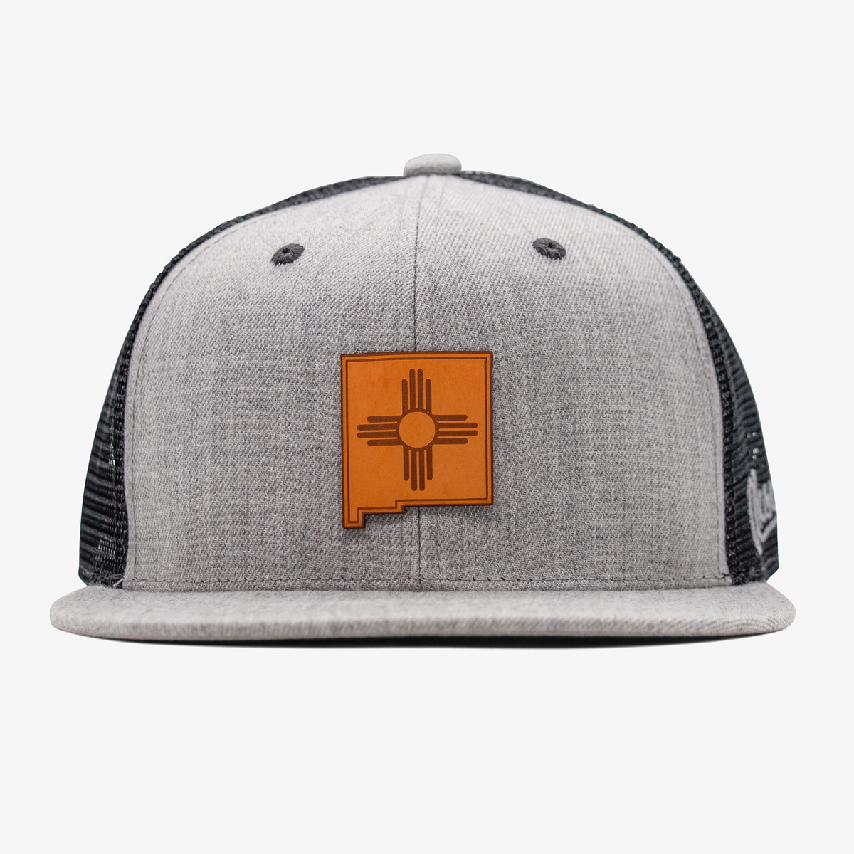 Adult New Mexico State Zia Leather Patch Flatbill Snapback Hat | Mens ...