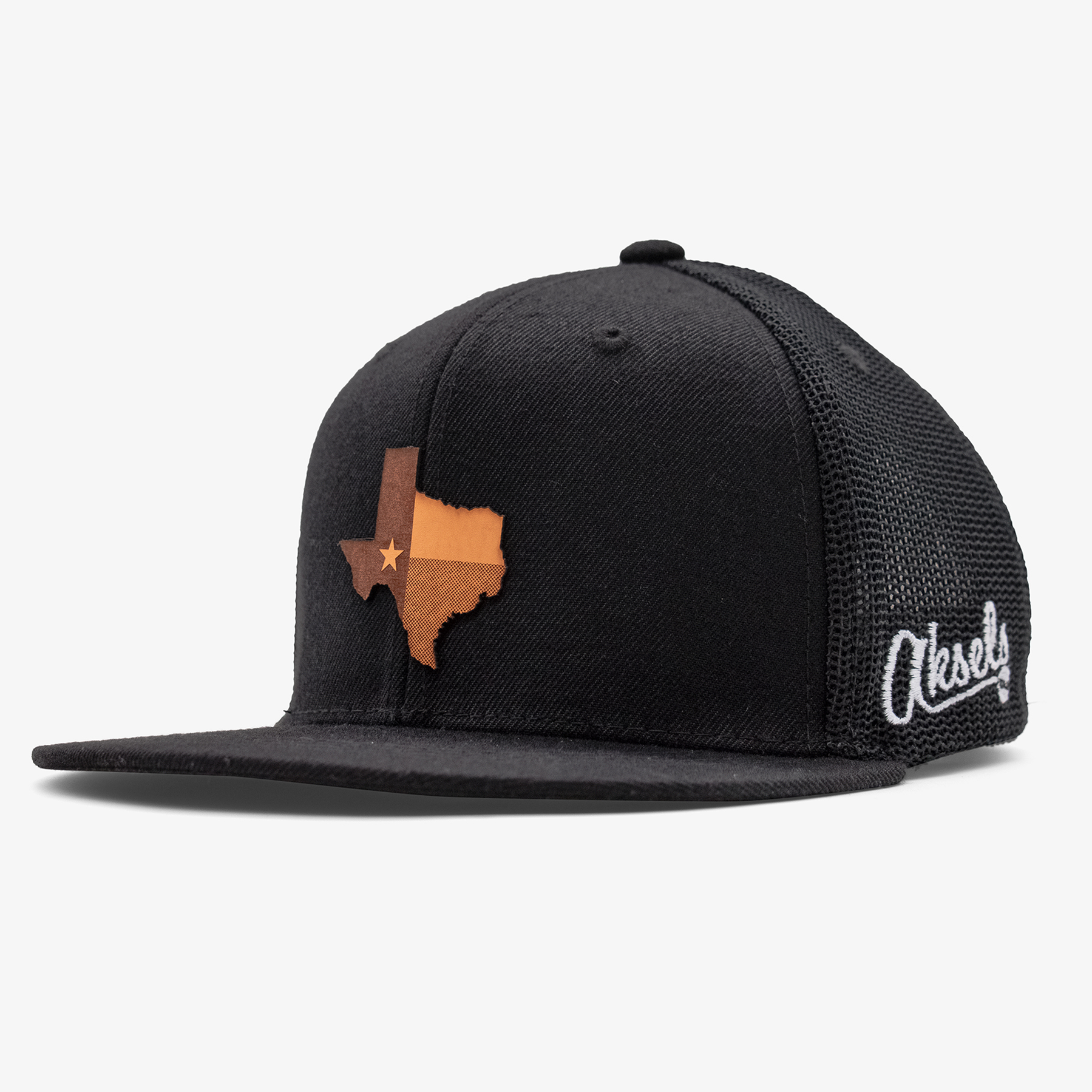 Adult Texas State Leather Patch Full Flex Flatbill Hat | Mens & Womens ...
